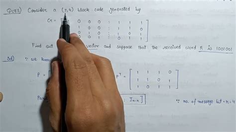 coding and decoding of linear block code error syndrome youtube