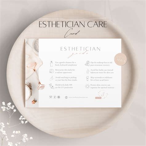 Esthetician Care Card Template Editable Facial Treatment Aftercare