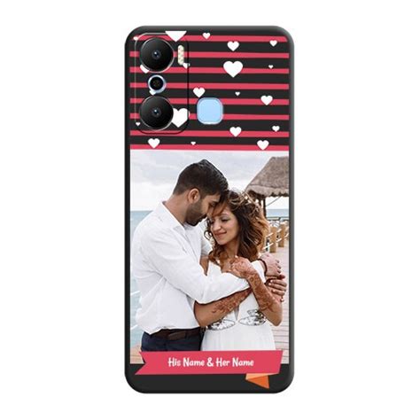 Buy White Color Love Symbols With Pink Lines Pattern On Space Black Custom Soft Matte Phone
