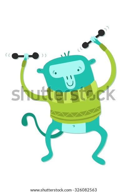 Monkey Lifting Weights Sweater Stock Illustration 326082563 Shutterstock