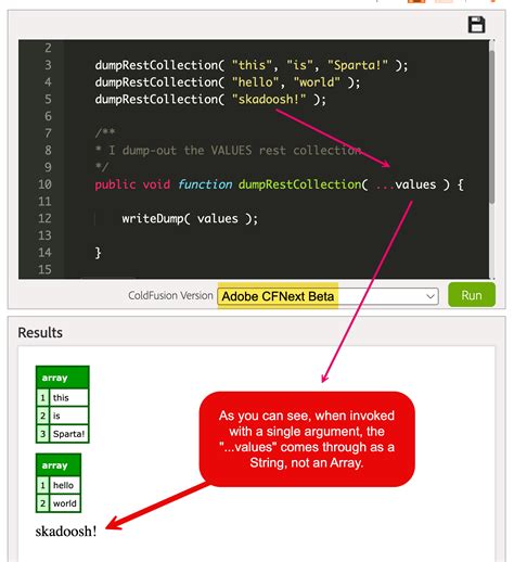 Rest Operator Doesnt Work With Only One Argument In Adobe Coldfusion
