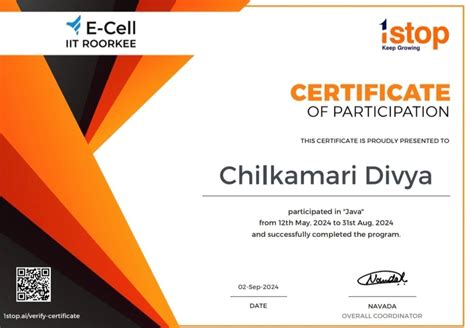 Chilkamari Divya On Linkedin 1stop Internship Java Course