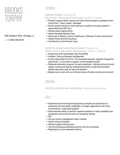 Aix System Administrator Resume Samples Velvet Jobs