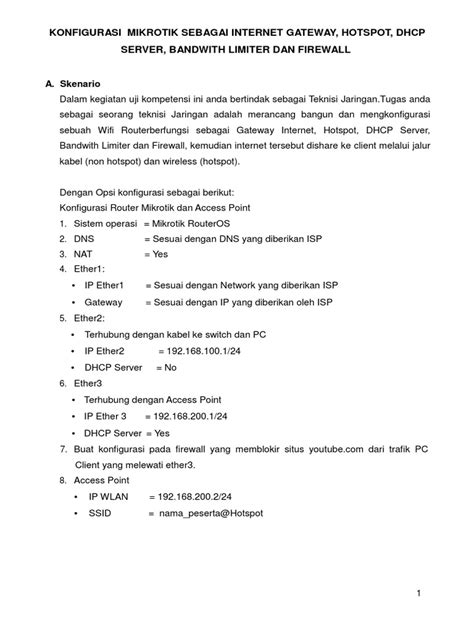 Konfigurasi Mikrotik Sebagai Internet Gateway Hotspot Dhcp Server Bandwith Limiter Dan