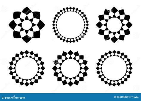 Decorative Circle Design Elements Set Radial Geometric Patterns Stock Illustration