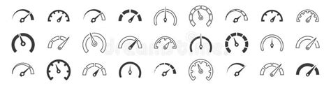 Set Of Speedometer Tachometer Icons Dashboard Speedometer Icons