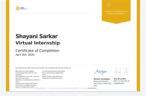 shayani sarkar on linkedin completed legal internship in human rights