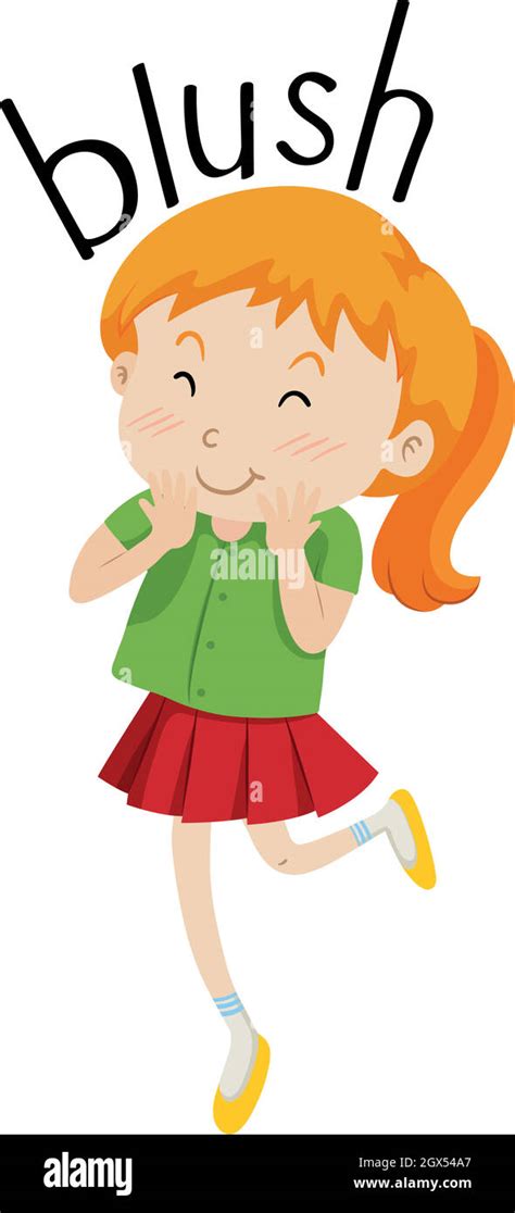 Shy Blushing Girl Cartoon