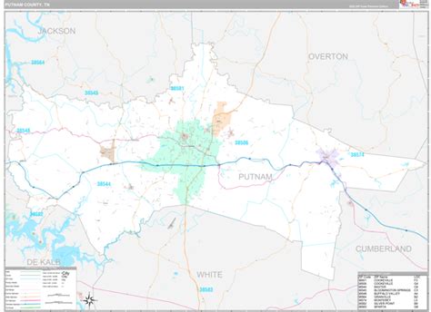 Putnam County Tn Wall Map Premium Style By Marketmaps Mapsales