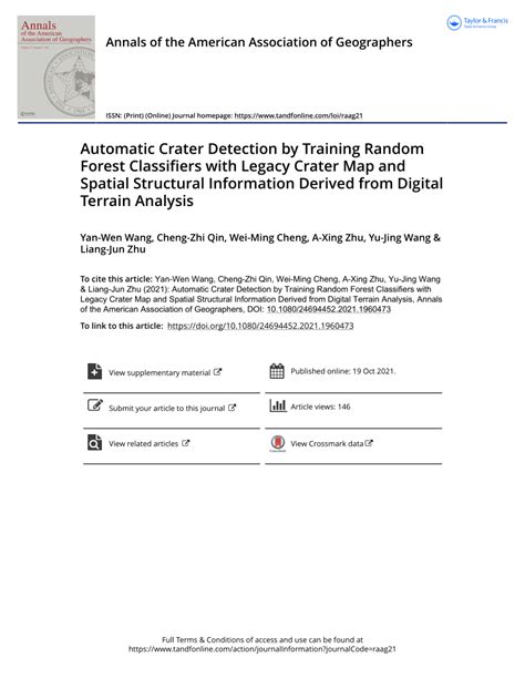 Pdf Automatic Crater Detection By Training Random Forest Classifiers With Legacy Crater Map