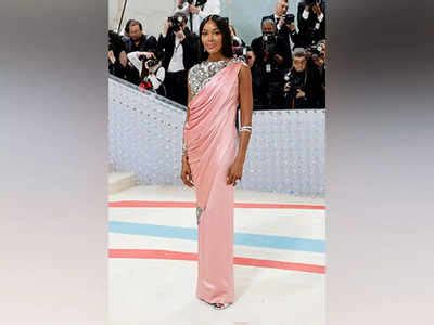 Naomi Campbell Makes Her Met Gala Appearance In Saree Gown Look