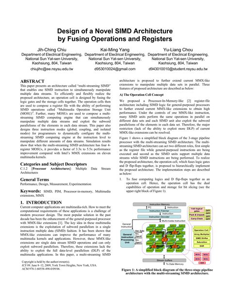 Pdf Design Of A Novel Simd Architecture By Fusing Operations And