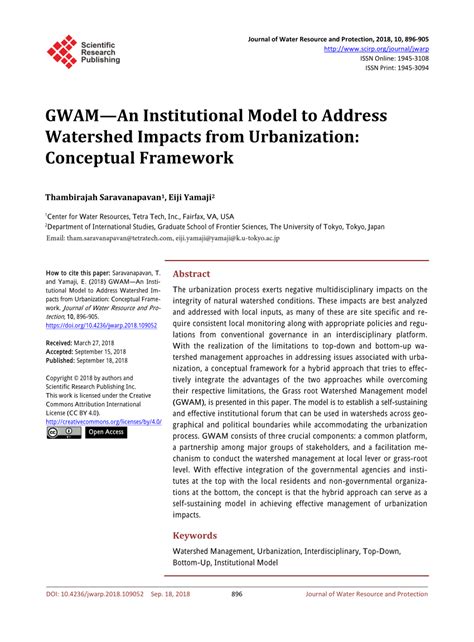Pdf Gwam—an Institutional Model To Address Watershed Impacts From