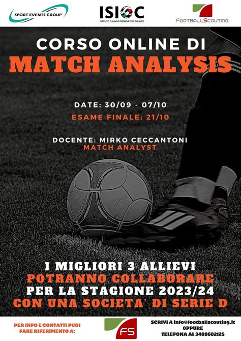 Corso Match Analysis Al Via Il Corso Con Isioc Football Scouting
