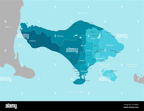 Vector Modern Illustration Simplified Administrative Map Of Bali Indonesia Border With