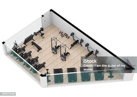 평면도 체육관 피트니스 센터 3d 일러스트레이션 적합성 체육관 피트니스 클럽 체육관 인테리어 디자인 디지털 생성 이미지에 대한 스톡 사진 및 기타 이미지 Istock