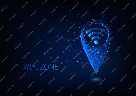 Premium Vector Futuristic Glowing Low Polygonal Gps And Wifi Symbols