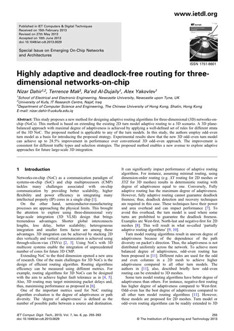 Pdf Highly Adaptive And Deadlock Free Routing For Three Dimensional