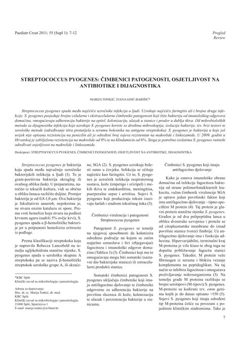 Pdf Streptococcus Pyogenes Factors Of Pathogenicity Sensitivity To Antibiotics And Diagnostics