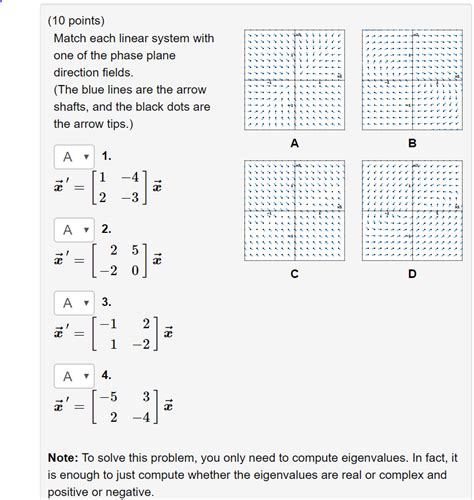 solved 10 points match each linear system with one of