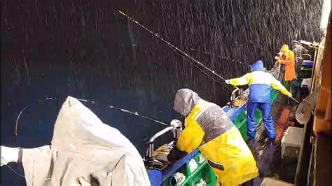 통영친구야가자호 폭우속에서 왕갈치 사냥중 폭우 왕갈치 포기는없다 Youtube