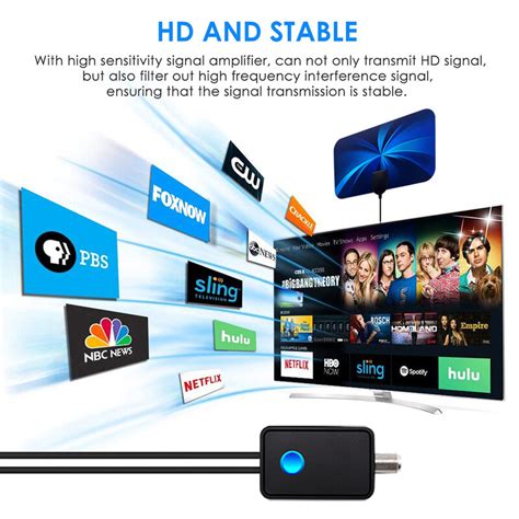 고이득 실내 디지털 Tv 안테나 Dvb T Dvb T2 500 마일 Hd Vhf Uhf 신호 수신기 안테나 8k 4k 1080p Hdtv 안테나 25db 홈 오디오
