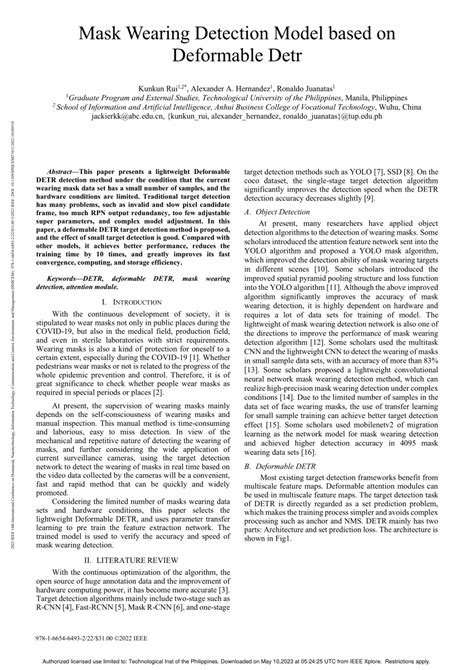 Pdf Mask Wearing Detection Model Based On Deformable Detr