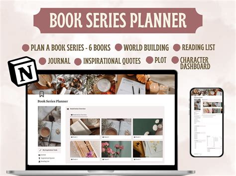 Book Series Notion Template Novel Planner Writing Organizer Character Planner Notion Templates