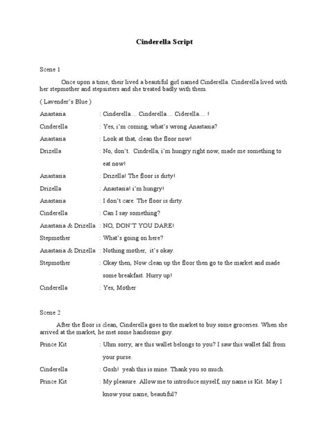 Script Cinderella Pdf Cinderella Fairies