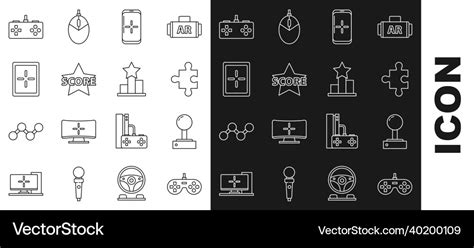 Set Line Gamepad Joystick For Arcade Machine Vector Image