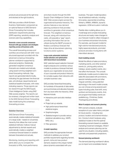 Sas Demand Driven Forecasting Factsheet Pdf