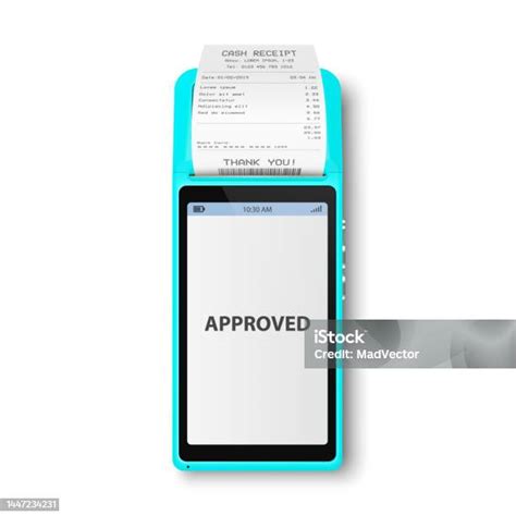 벡터 3d Nfc 지불 기계 승인 상태 종이 수표 영수증 격리 와이파이 무선 결제 Pos 단말기 은행 결제 비접촉식 단말기의