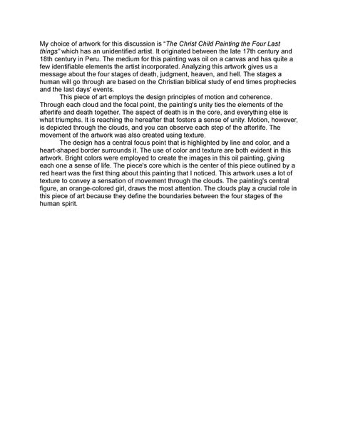 Art Discussion 2 Descriptive Assignment Over The Artwork The Christ