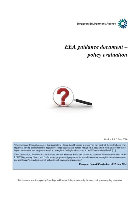 Pdf Eea Guidance Document Policy Evaluation