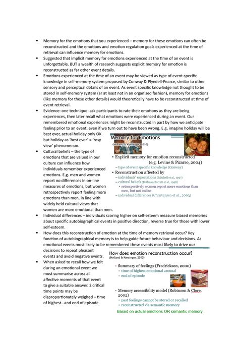 Memory Reconstruction Memory For The Emotions That You Experienced