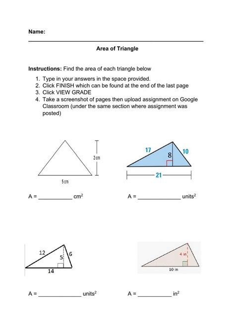 Area Of Triangle Worksheet Live Worksheets Worksheets Library