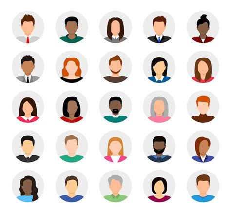 사람들 아바타 세트 다양한 사람들 아바타 프로필 아이콘 사용자 아바타 프리미엄 벡터