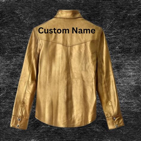 Custom Leather Jacket Metallic Gold Leather Jacketcustom Embroidery