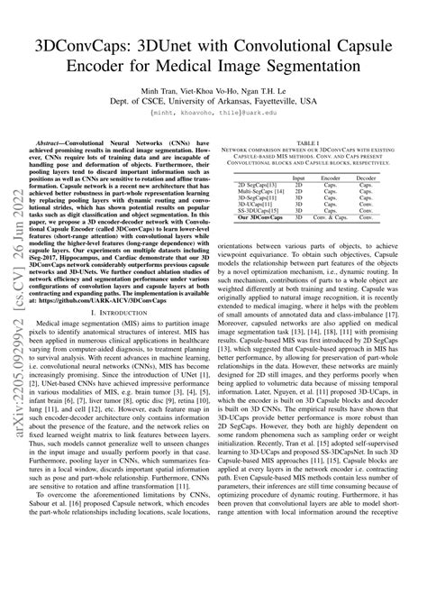 Pdf 3dconvcaps 3dunet With Convolutional Capsule Encoder For Medical