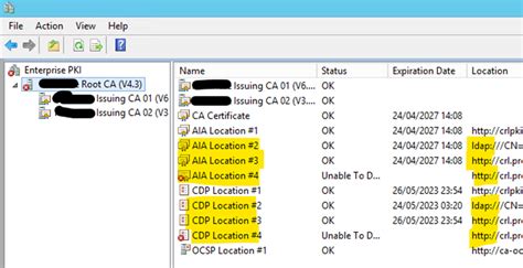 Pkiview Show Old Aia And Cdp Location On Root Microsoft Qanda