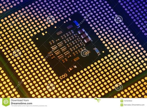 Closeup Of Aligned Cpu Computer Processor Background Stock Image