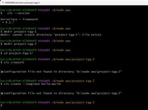 Nodejs Sls Create Configuration File Not Found In Directory Stack Overflow