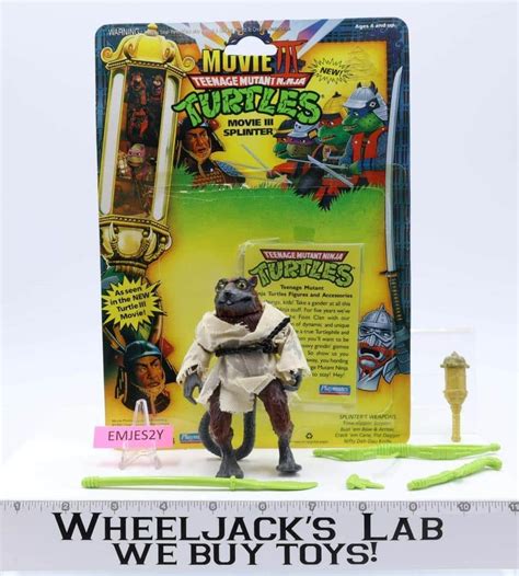 Splinter Movie Iii W Card 100 Complete Tmnt 1993 Playmates Action Figure Wheeljacks Lab