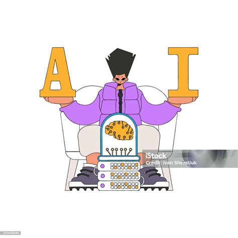 Ai 문자를 들고 있는 남자 Ai 테마의 삽화 과학에 대한 스톡 벡터 아트 및 기타 이미지 과학 기계류 뇌 Istock
