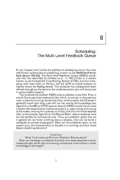 8 Scheduling The Multi Level Feedback Queue 8 Scheduling The Multi