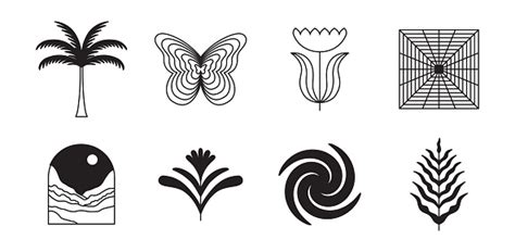 인쇄 및 그래픽 디자인 추상적인 모양 Y2k 그림 와이어프레임 불꽃 문신 고딕 및 보호 스타일 스티커 별 하트 및 로고 템플릿을 위한 벡터 복고풍 미래 지향적인 네오 그런지