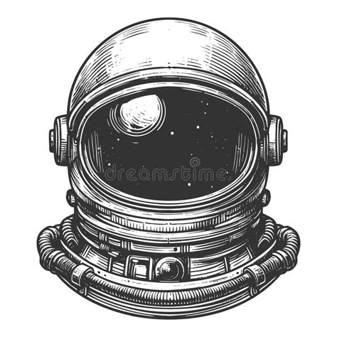 Astronaut Helmet Reflection Drawing