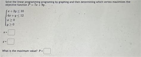 Solved Solve The Linear Programming Programing By Graphing Chegg