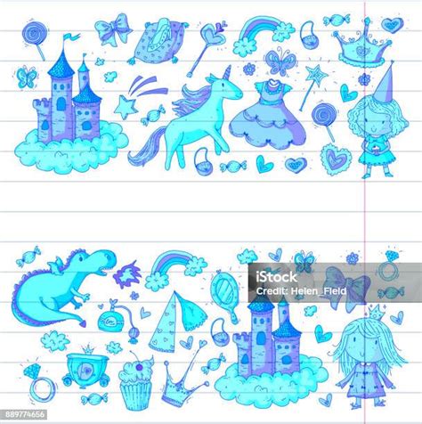 유니콘 드래곤 소녀 벽지 아기 샤워 초대장 유치원 유치원 보육 생일 학교 파티 귀여운 공주 아이콘 설정 2 3 살에 대한 스톡 벡터 아트 및 기타 이미지 Istock