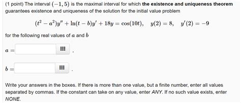 Solved 1 Point The Interval 1 5 Is The Maximal Interval